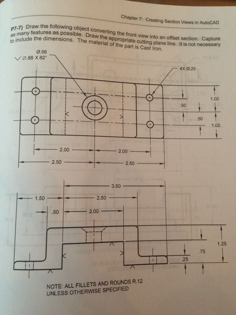 Solved Draw the following object converting the front view | Chegg.com